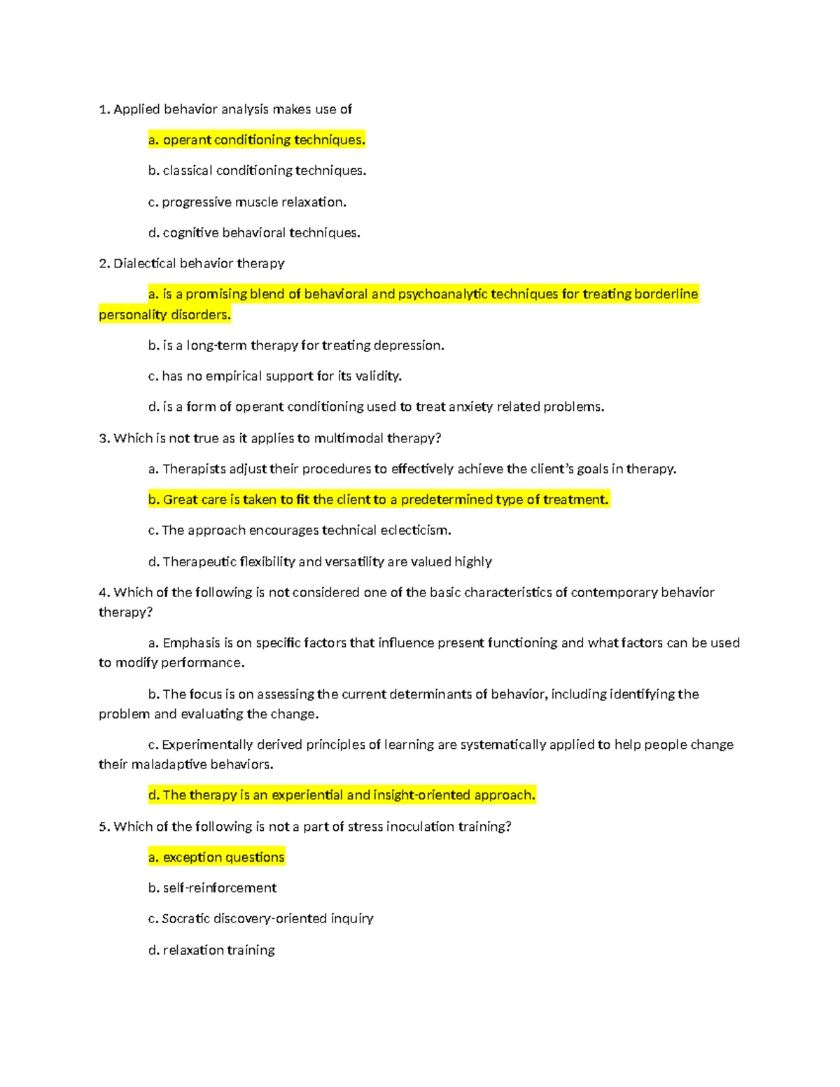 PSY 315 Counseling Process module 5 quiz - Applied behavior analysis ...