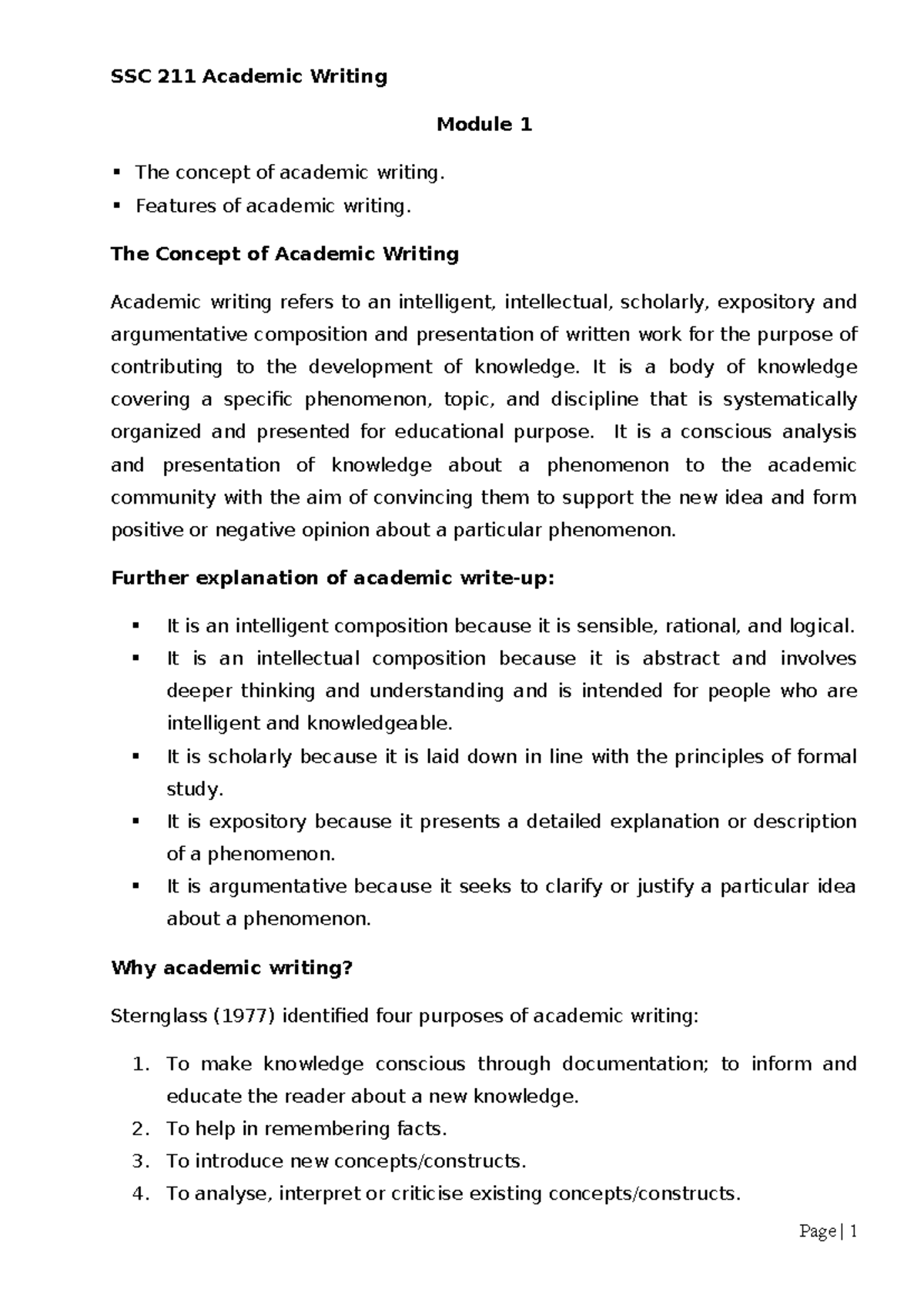 SOC 211 Academic Writing: Understanding Key Concepts and Features - Studocu