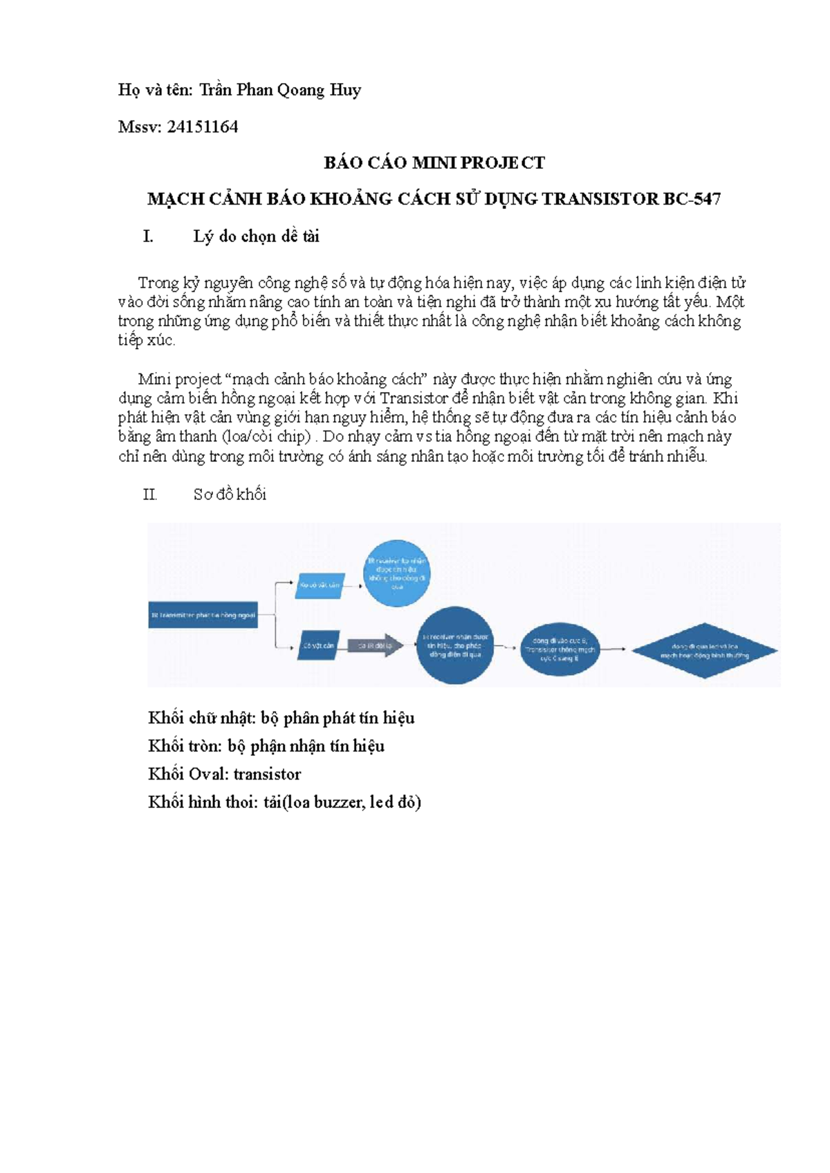 Báo Cáo Mini Project Mạch Cảnh Báo Khoảng Cách Sử Dụng Transistor - Studocu