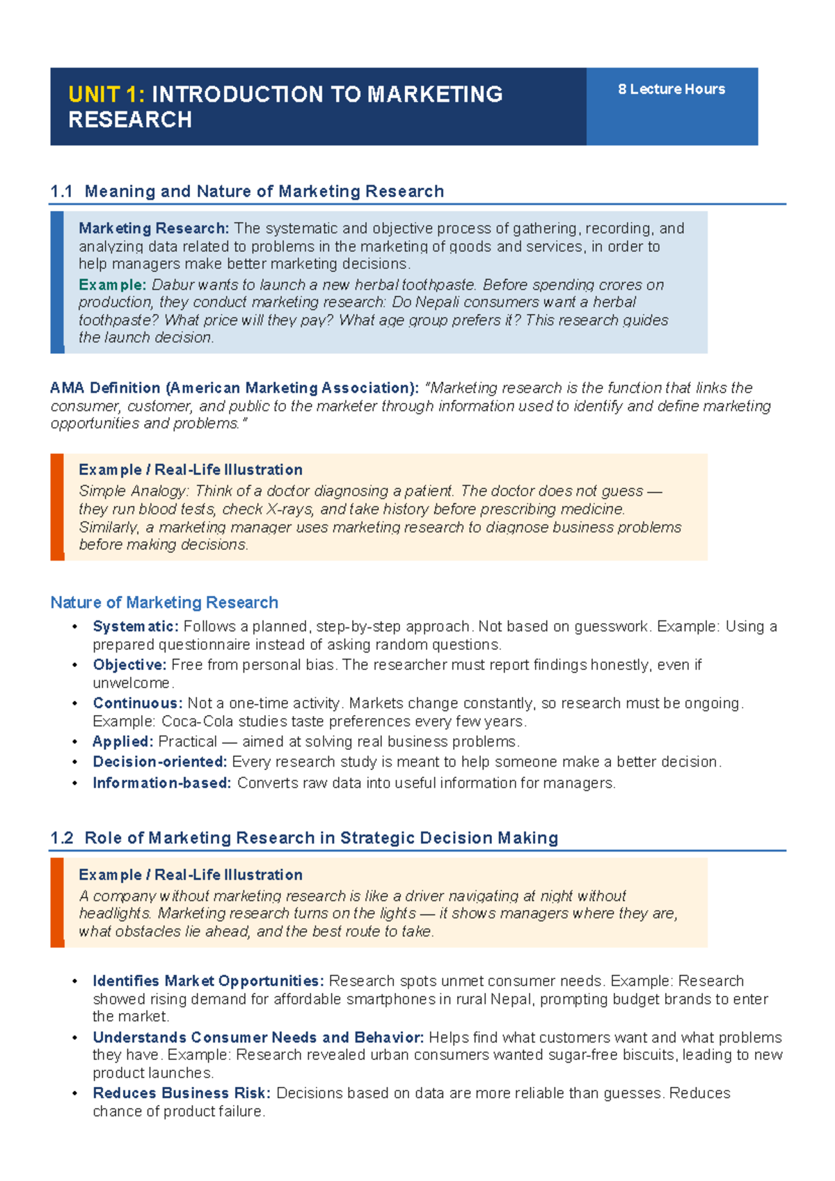 UNIT 1: INTRODUCTION TO MARKETING RESEARCH - Lecture Notes - Studocu