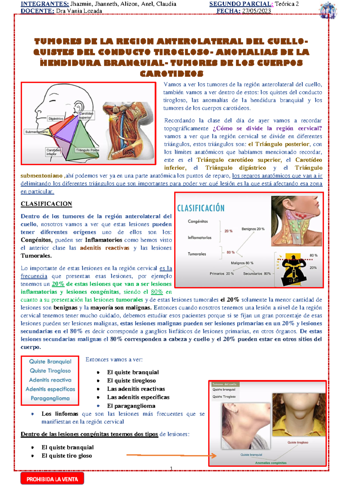 Tumores de la Región Anterolateral del Cuello - Segundo Parcial - Studocu
