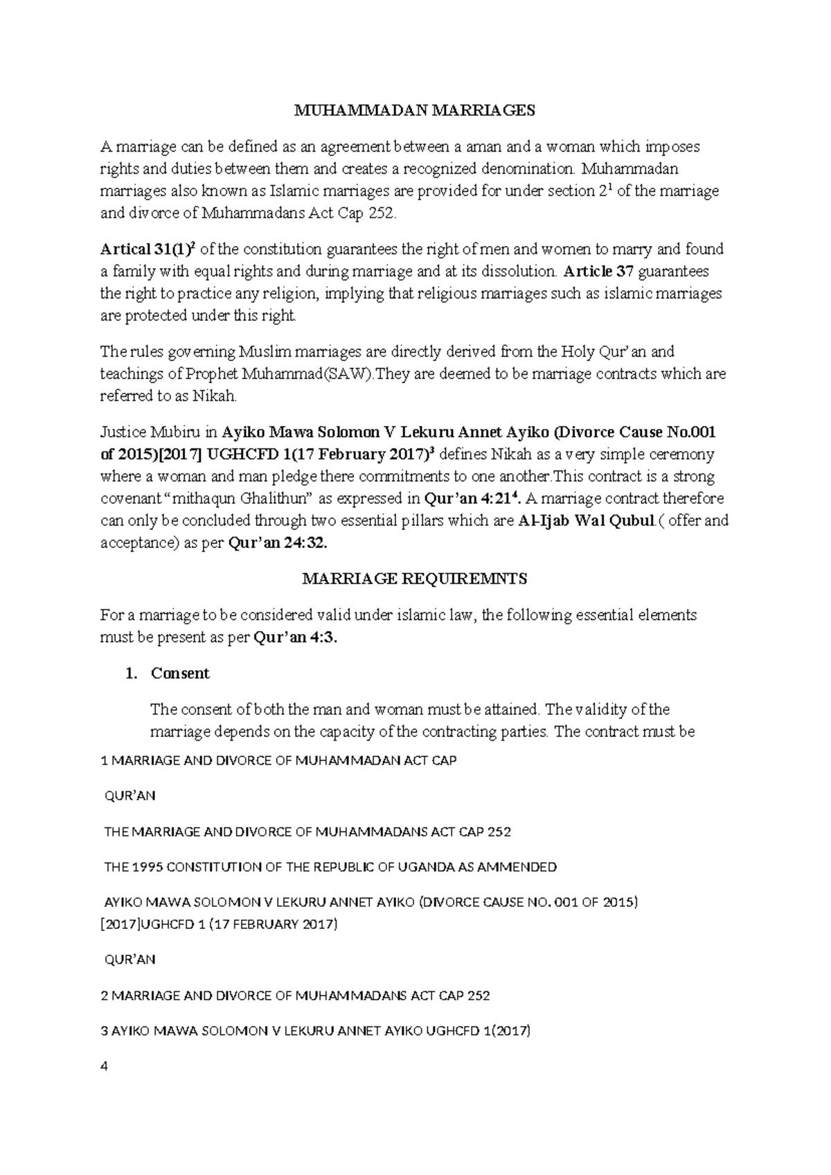 Muhammadan Marriages - Comprehensive Study Notes on Islamic Law - Studocu