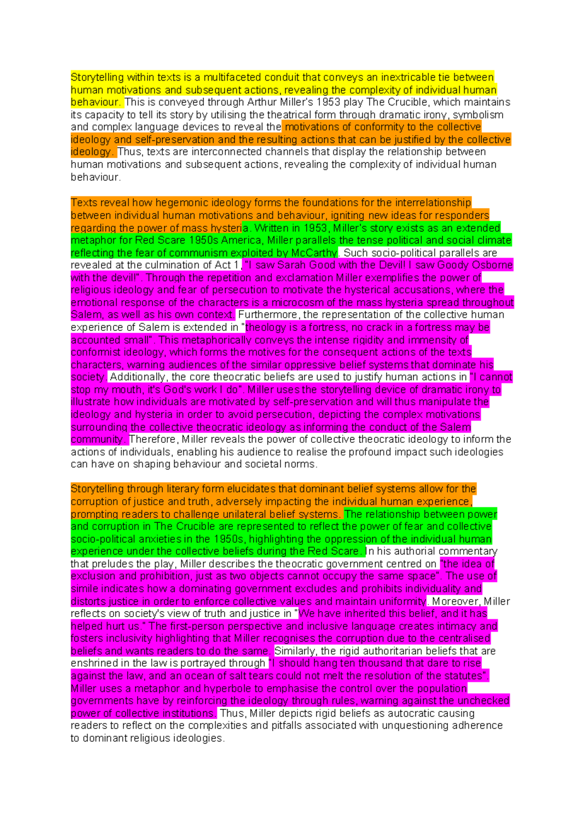 ENG 101: Analysis of Human Behavior in Miller's The Crucible - Studocu