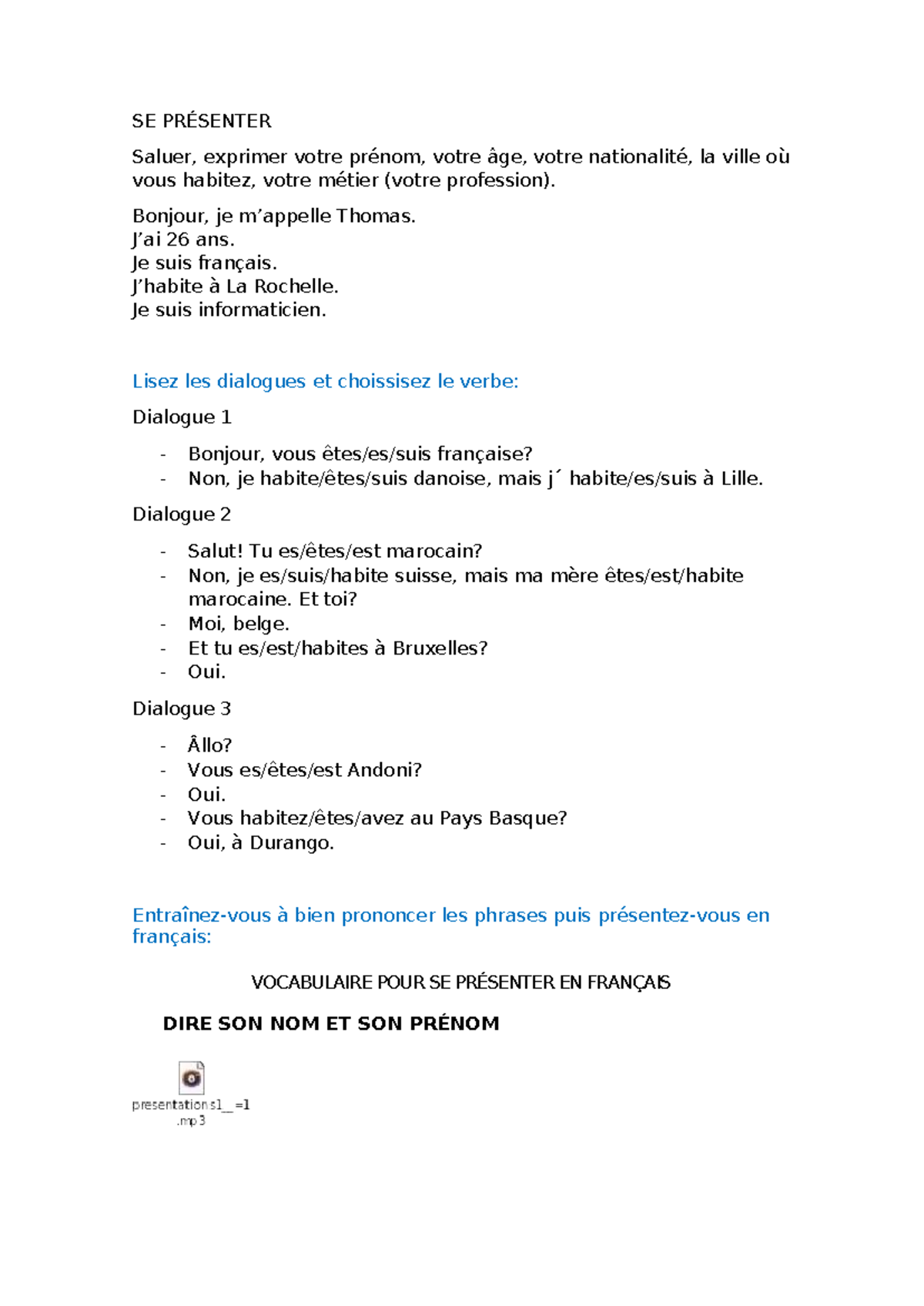 Leçon 2: Se Présenter en Français - Comment se Présenter - Studocu