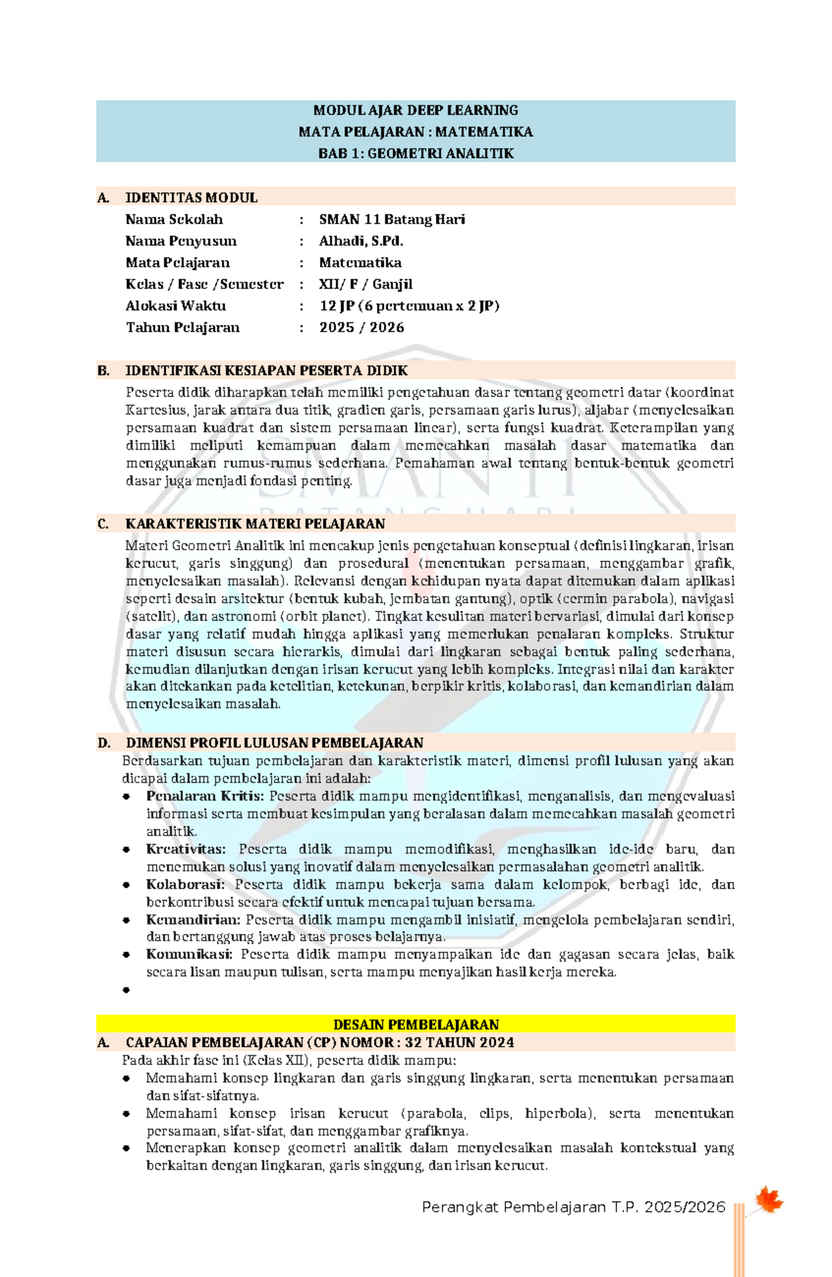 MODUL AJAR DEEP LEARNING MATA PELAJARAN: MATEMATIKA BAB 1 GEOMETRI ...