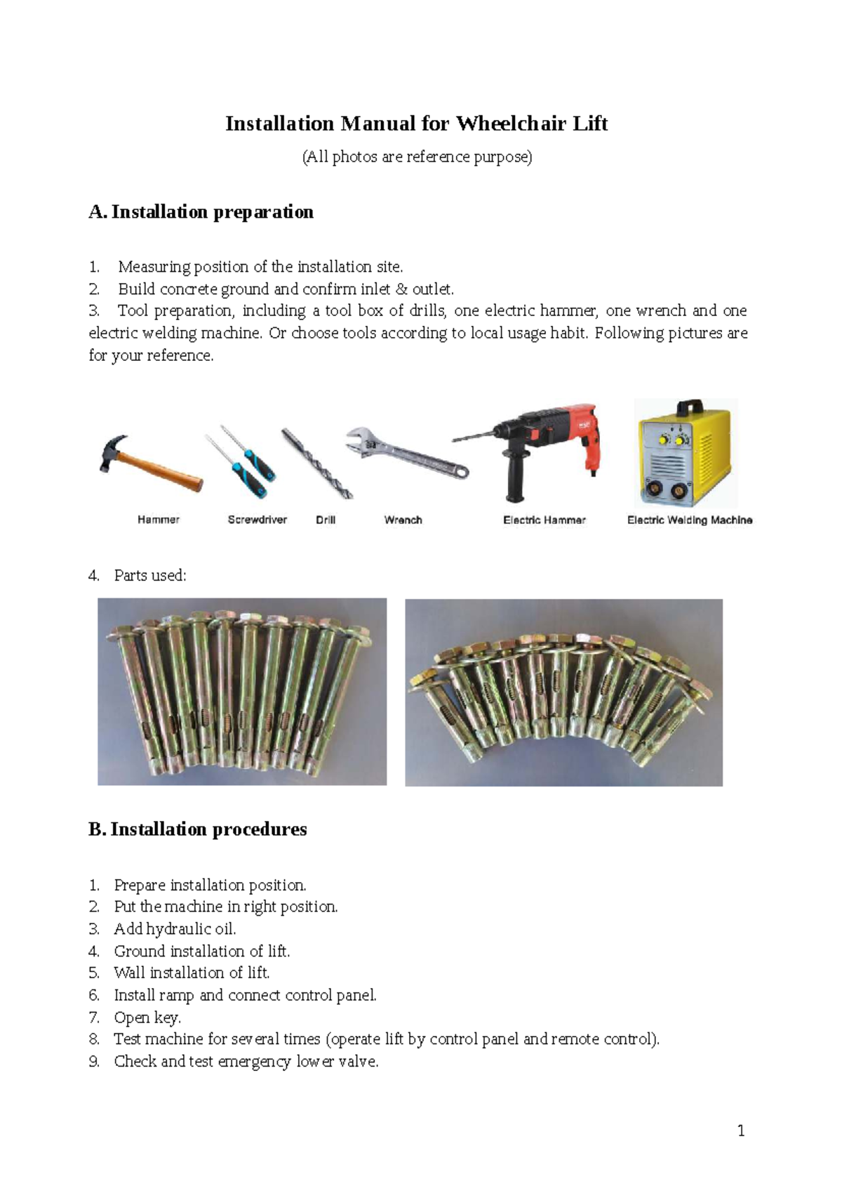 Installation Manual for Wheelchair Lift: Step-by-Step Guide - Studocu