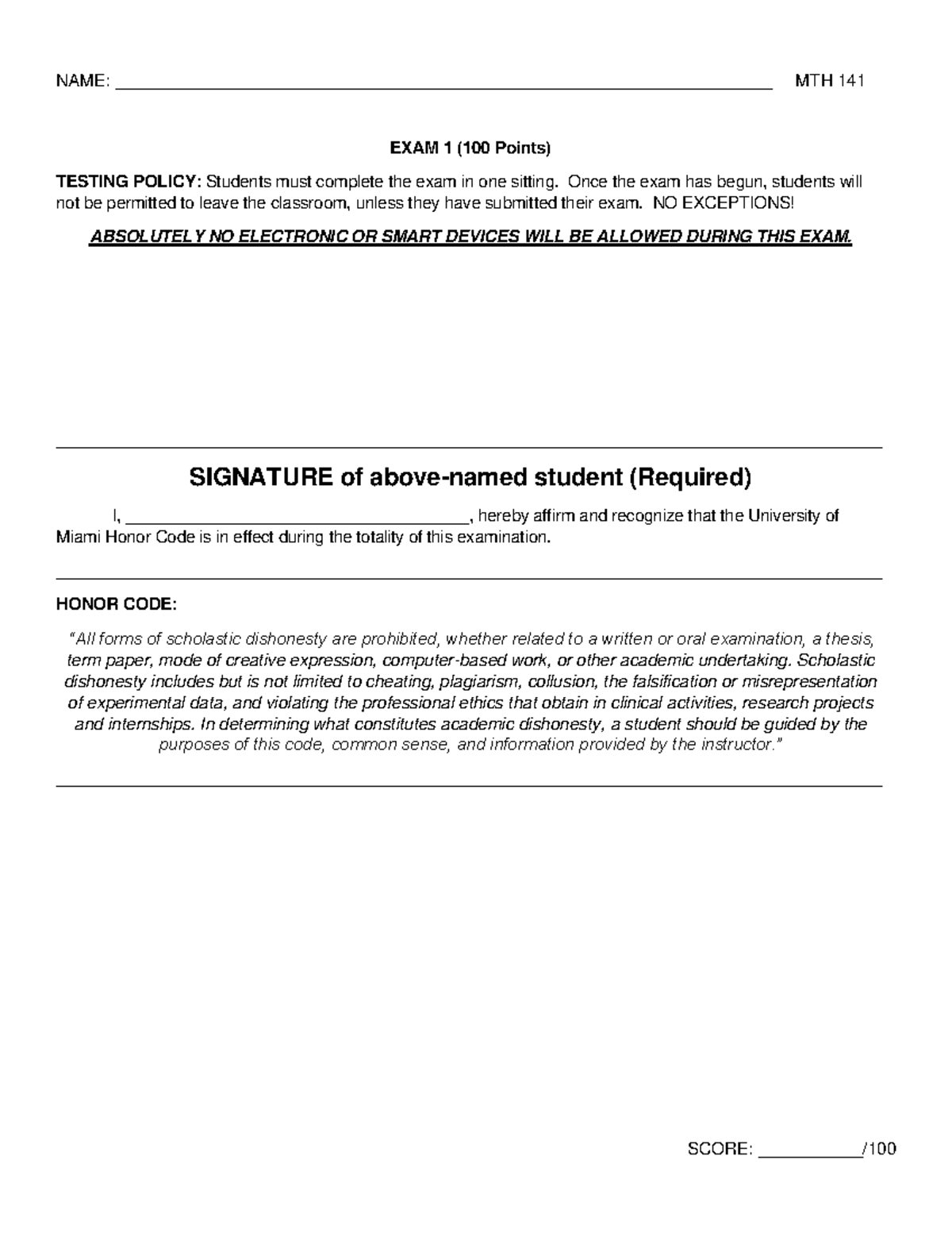 MTH141 Exam 2 Solutions - NAME: - Studocu