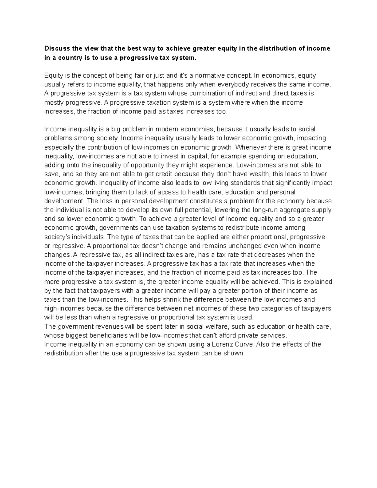 Practice Questions on Equity in Income Distribution: A Tax Perspective ...