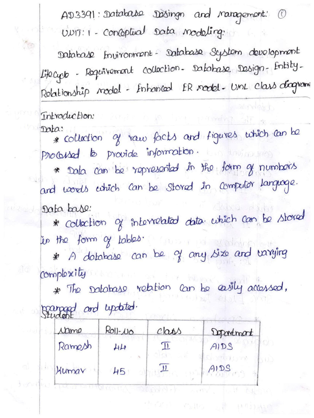 AD3391 Database Design and Management Lecture Notes Overview - Studocu