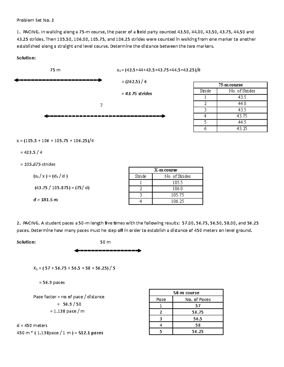 Fundamentals in Surveying - Problem Set No. 2 Analysis - Studocu