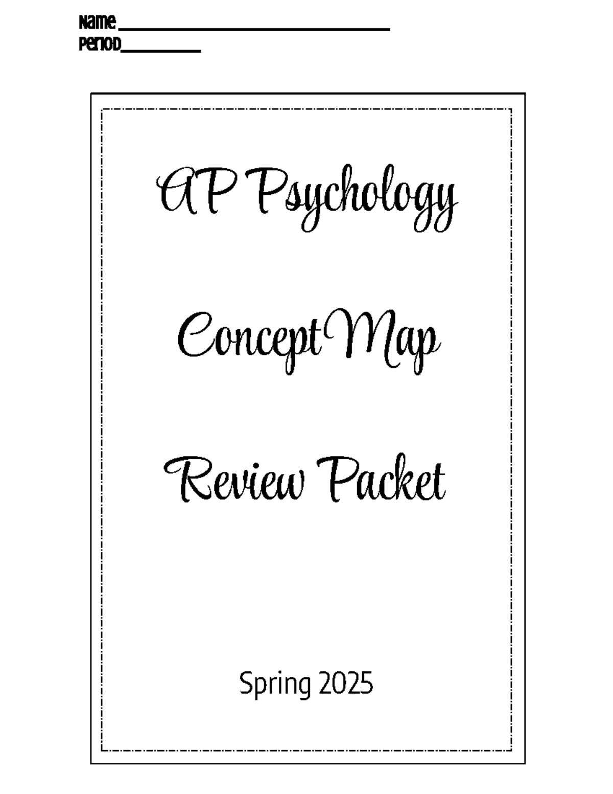 2025 AP Psych Concept Map Review Packet for Spring Exam - Studocu