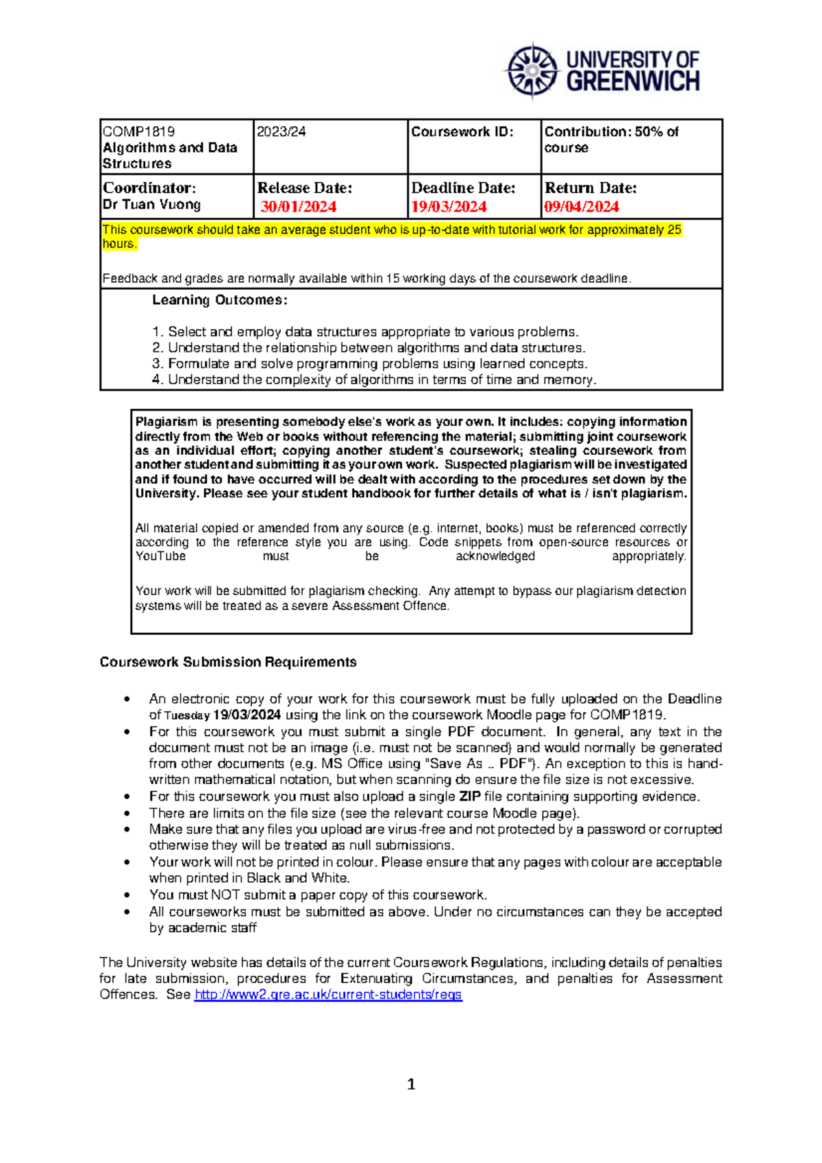 Dsa - lecture notes - COMP Algorithms and Data Structures 2023/24 ...