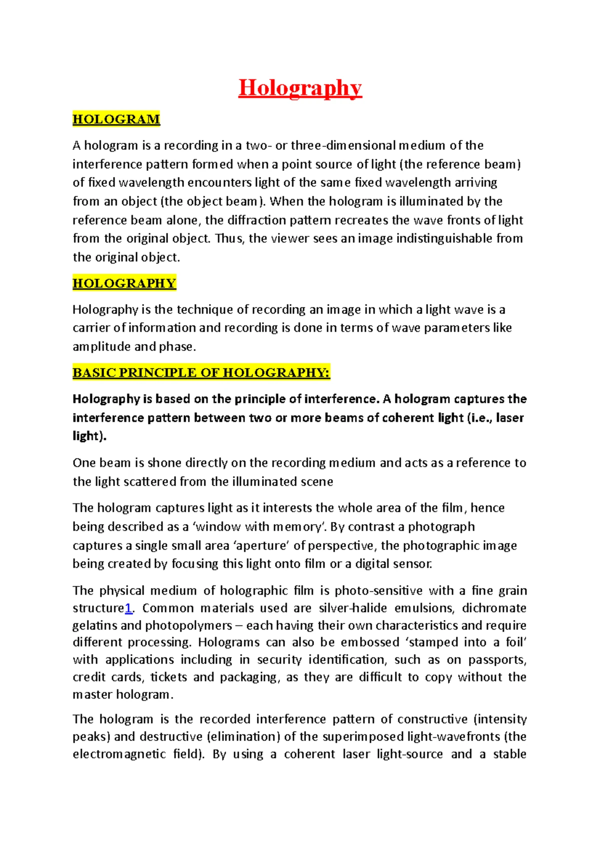 Lasers Engineering Physics Lecture Notes Module I Lasers Engineering Physics Laser Light