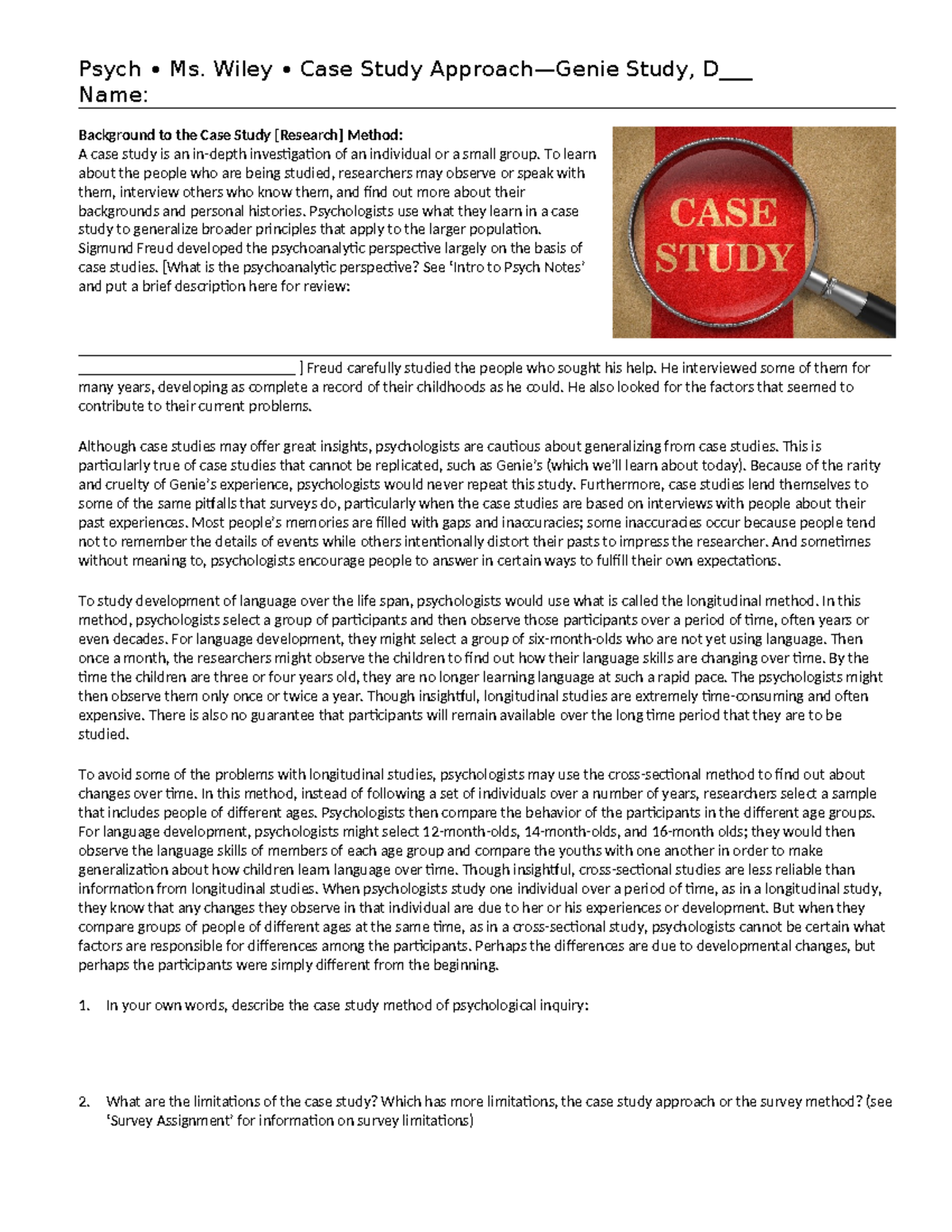 Psych 101: Case Study of Genie Wiley - Insights & Limitations - Studocu