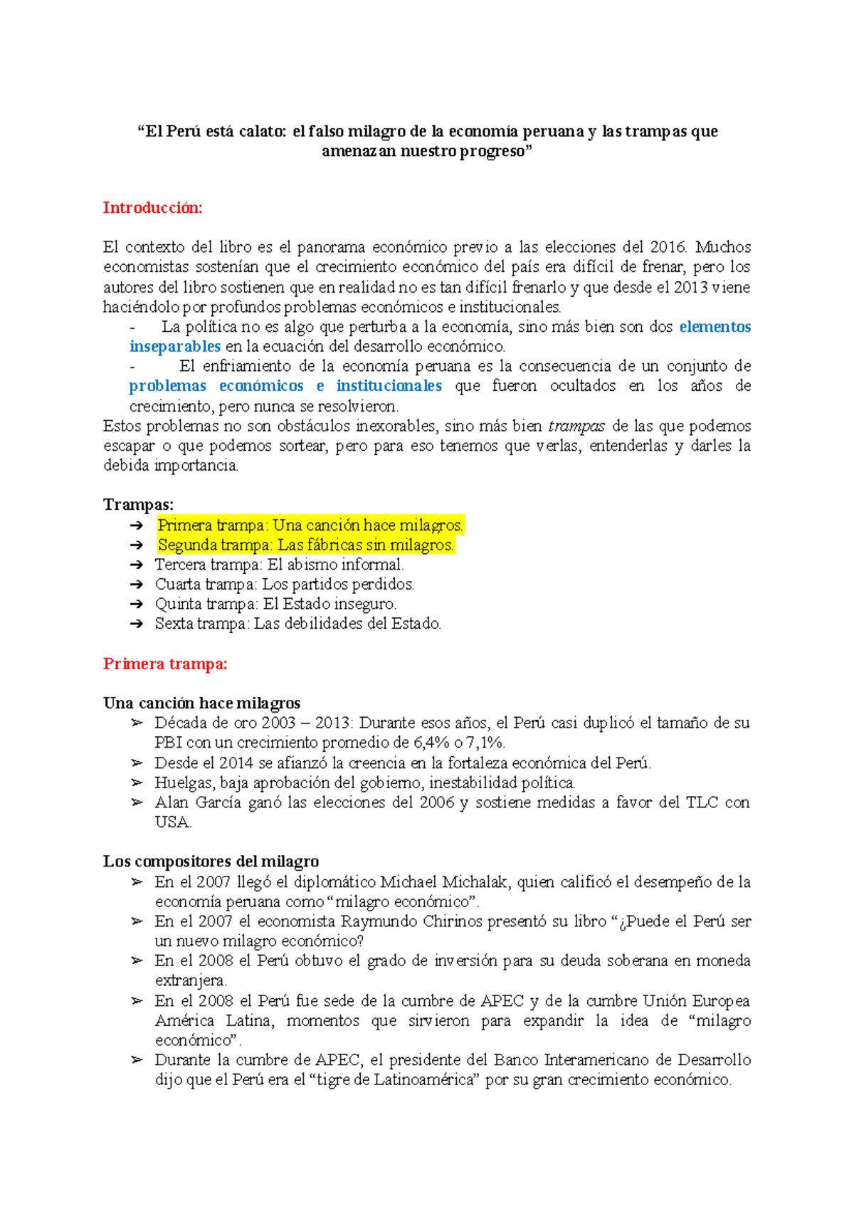 Resumen de El Perú está calato - “El Perú está calato: el falso milagro ...