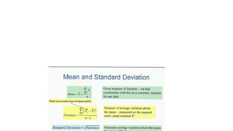 Stat 01 - Mean, Standard Deviation & Confidence Intervals Notes - Studocu