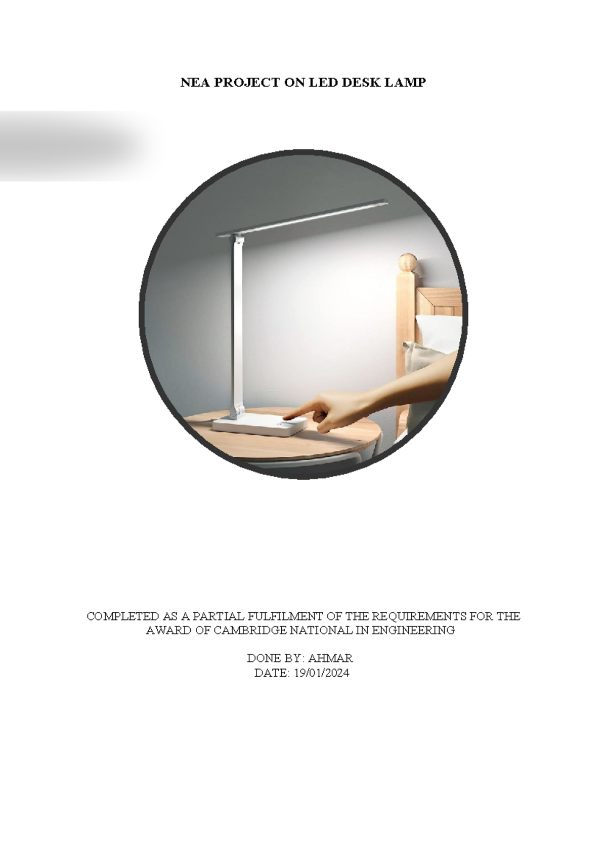 NEA LED Desk Lamp Project - Cambridge National in Engineering - Studocu