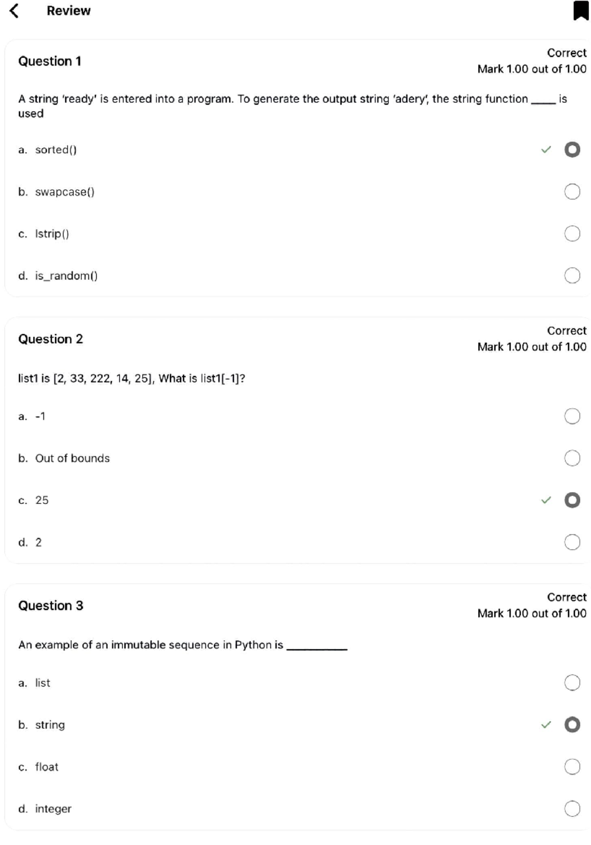 INF1511 Ass 4 - Practice assignment - ( Review Question 1 Mark 1 outCorrect of 1. A string ...