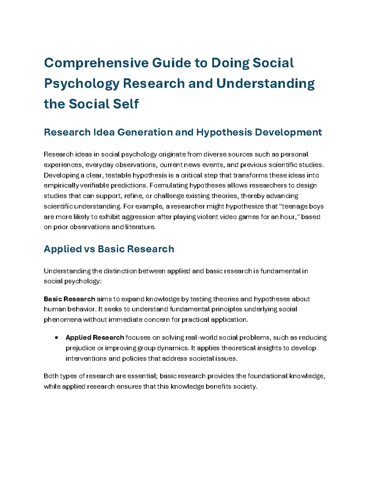 Comprehensive Guide to Social Psychology Research (PSY 301) - Studocu