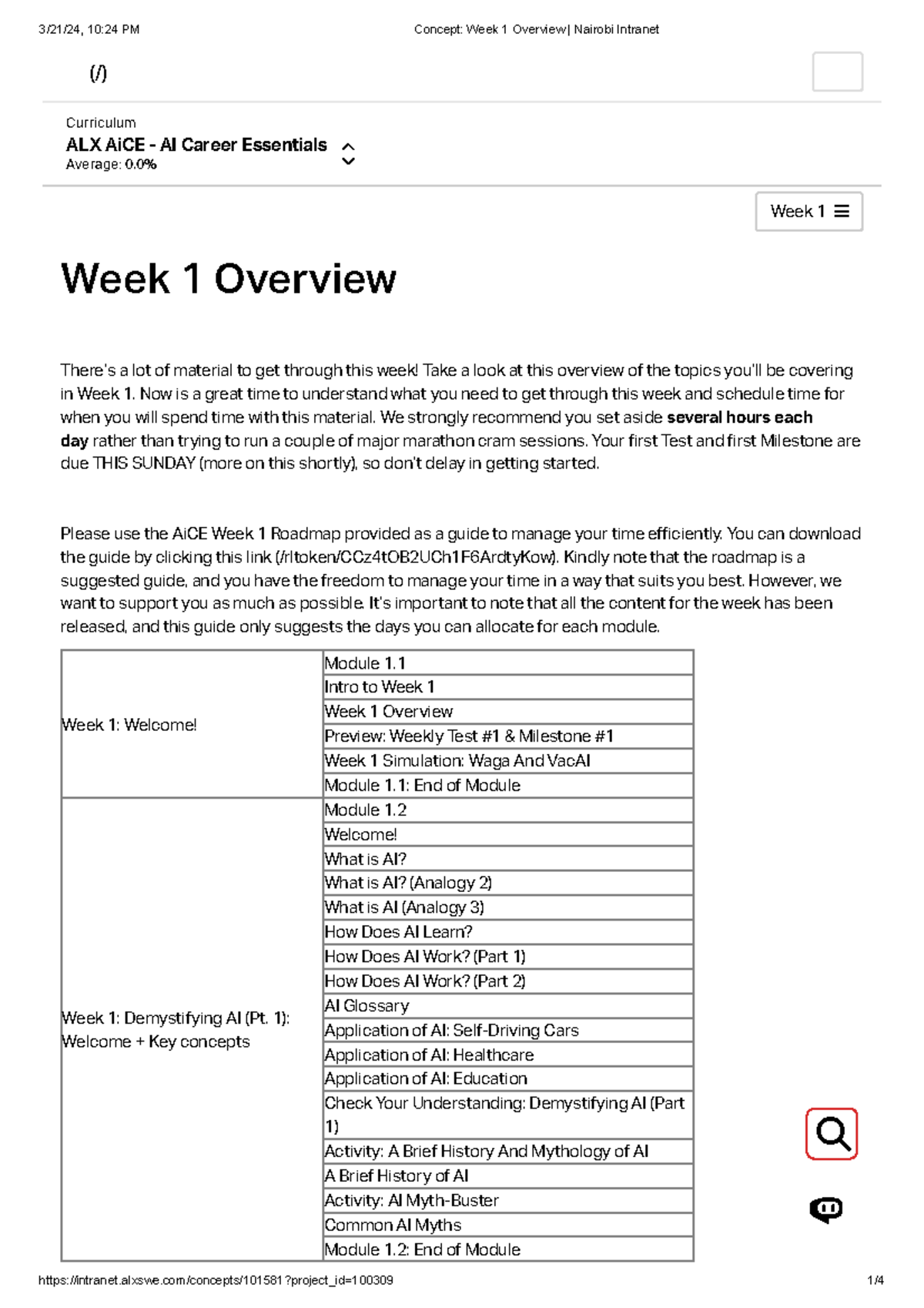 Week 1 Overview: Key Concepts & Schedule for AiCE Course - Studocu