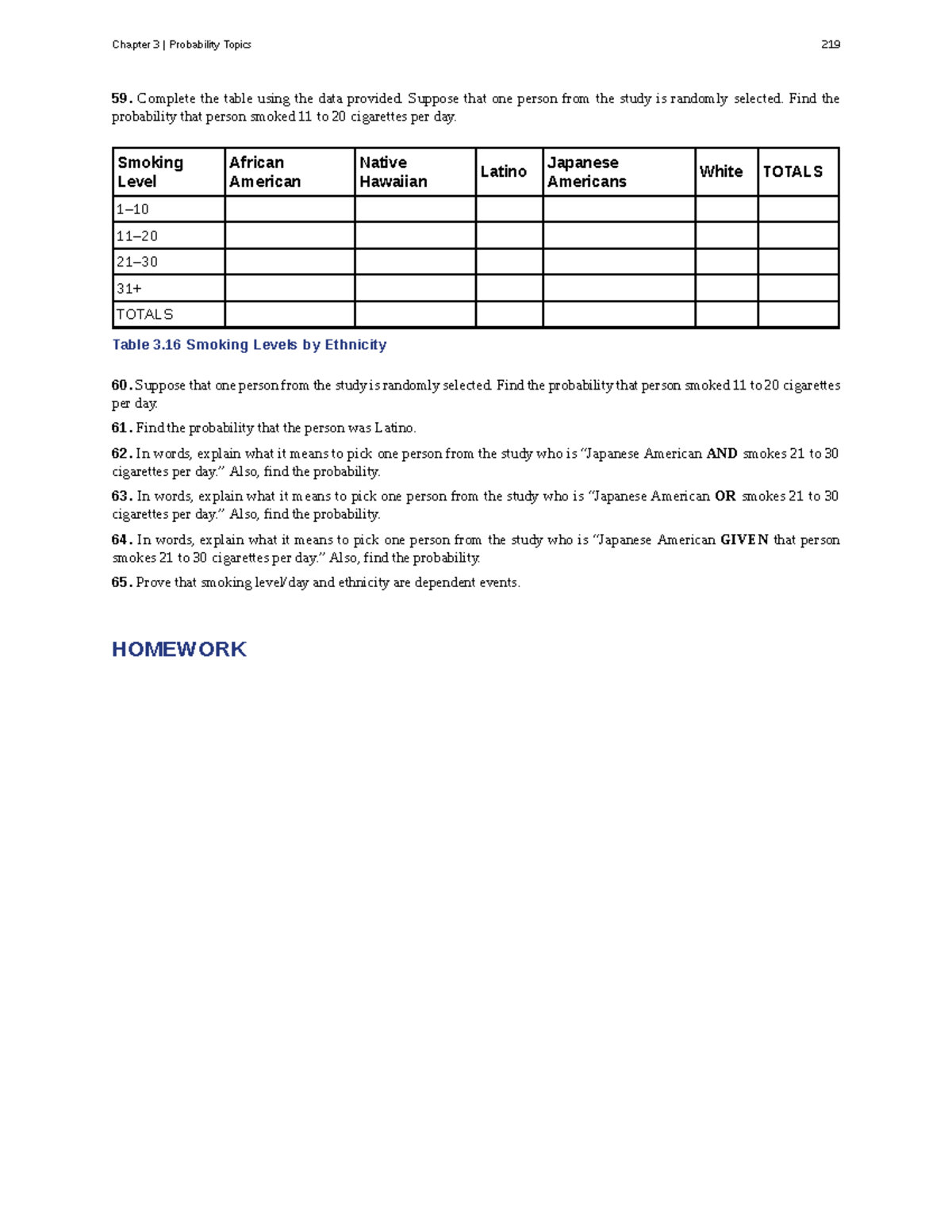 Chapter 3: Probability & Smoking Levels Analysis (Intro Stats 114 ...