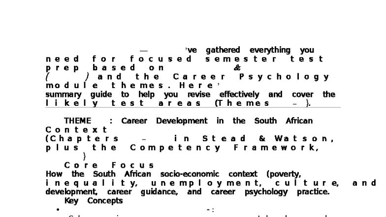 LOT TEST - Life Design: Comprehensive Study Guide for Career Psychology ...