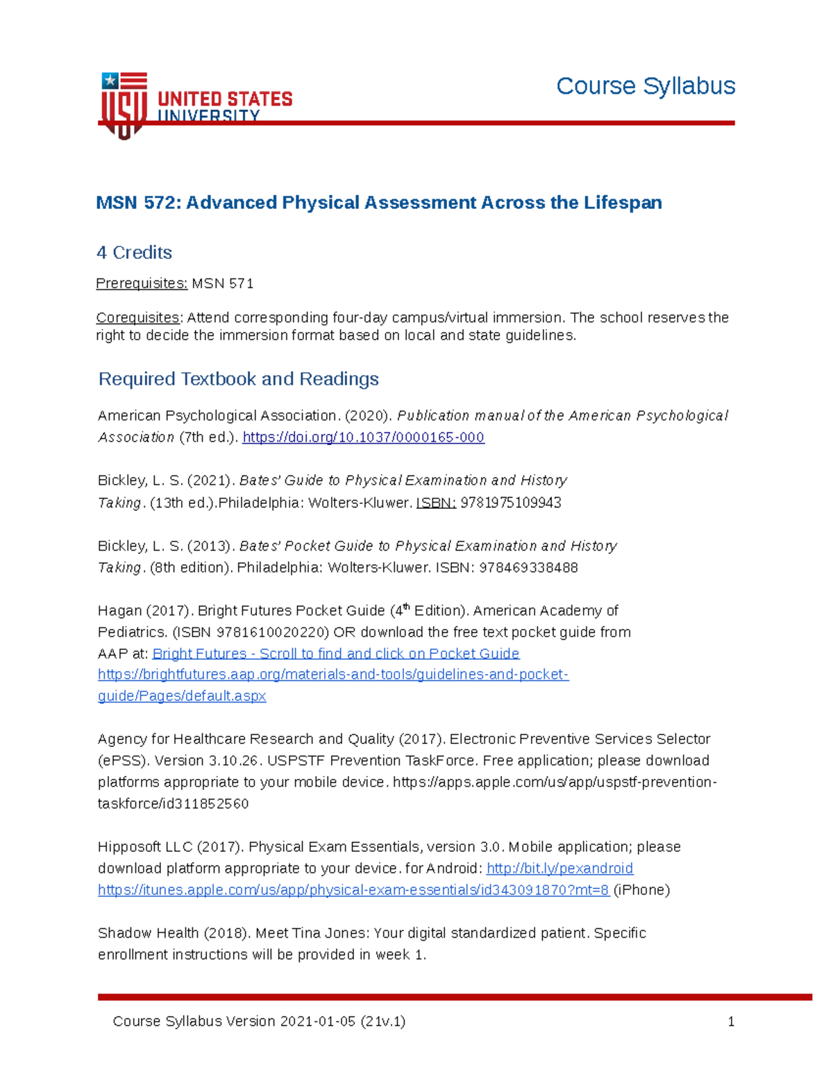 **MSN 572: Advanced Physical Assessment Syllabus - 2021 Edition** - Studocu