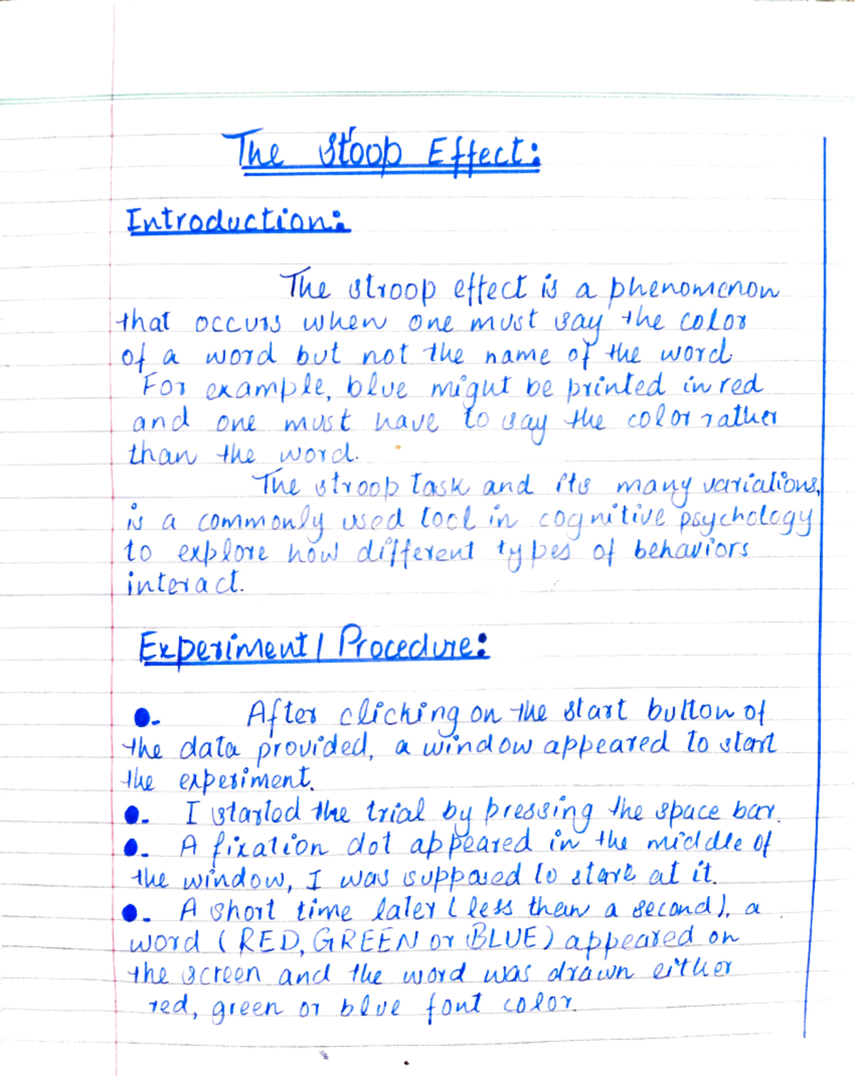 The Stroop Effect Psychology Practical - PSY 101 Study Notes - Studocu