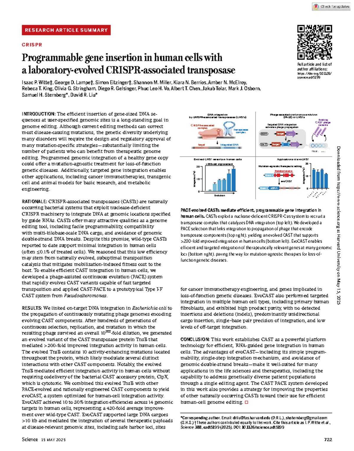 Science 388, eadt5199 (2025): Summary of CRISPR Transposase Gene ...
