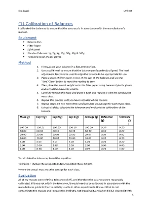 Unit 2 Learning Aim D - applied science - Unit 2 Learning Aim D Aim:The ...