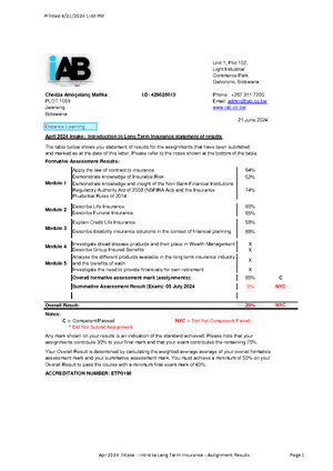 IAB Long Term Insurance COP 2019 Exam - Studocu