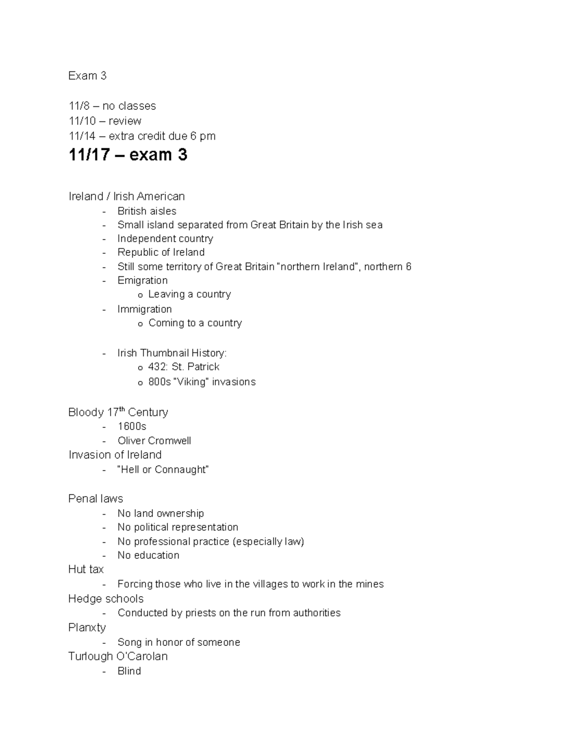 MUS 152 - Exam 3 Lecture Notes & Study Guide for Irish Music - Studocu