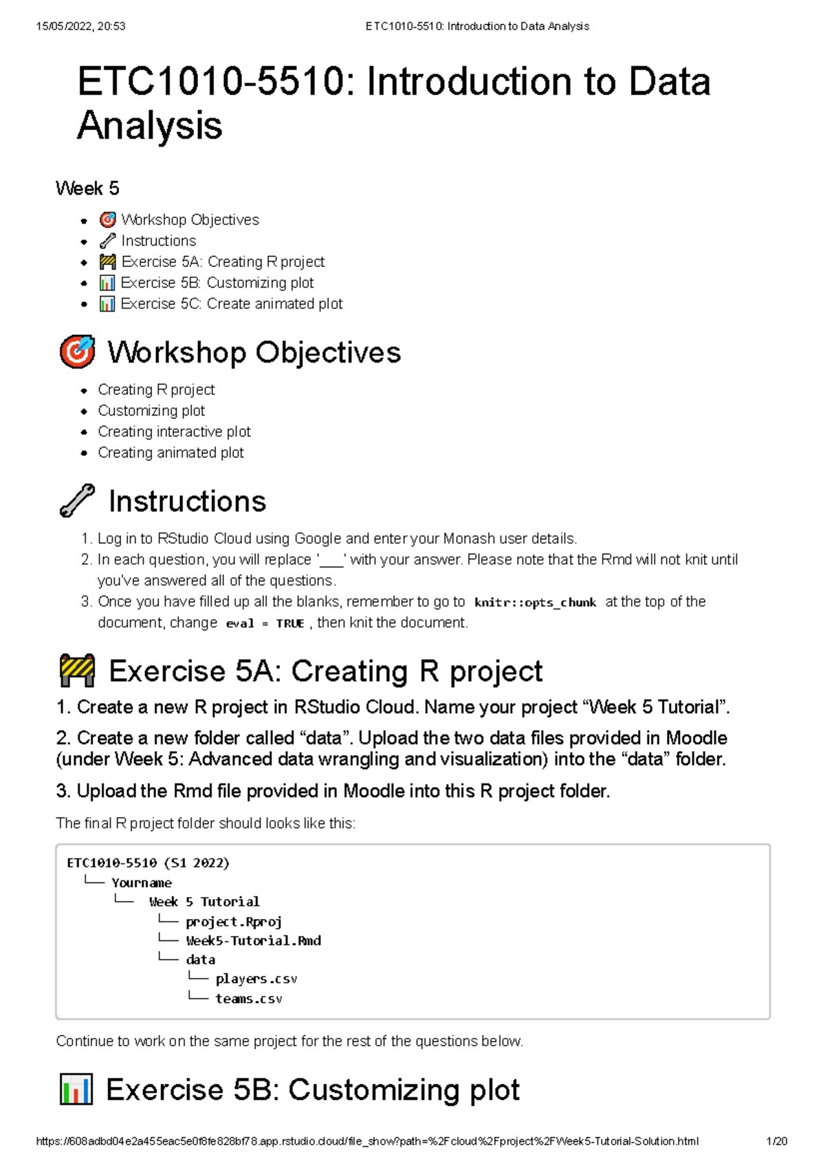 Tut5 - Tutorial Week 5 questions and solutions - ETC1010-5510 ...