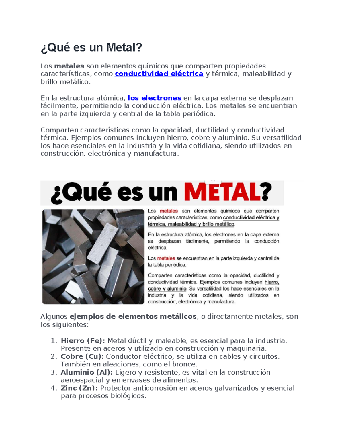 Qué es un Metal: Propiedades y Ejemplos de Elementos Metálicos - Studocu