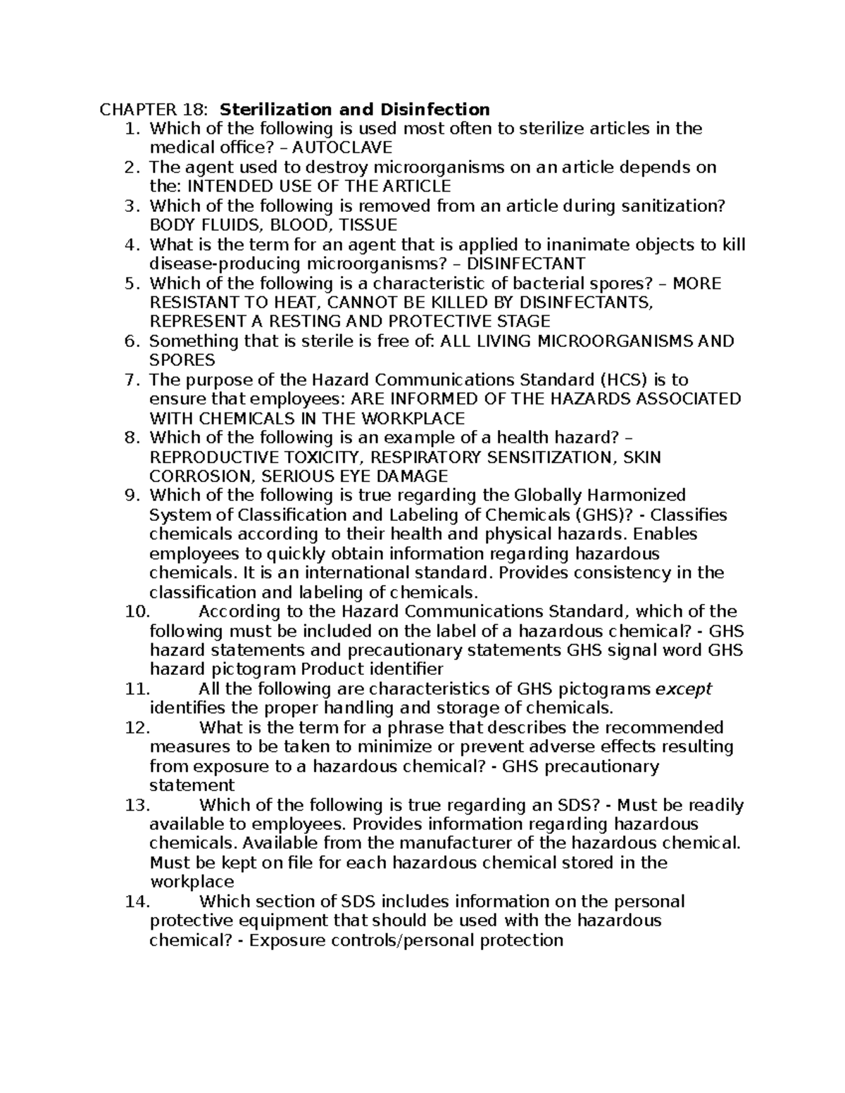 Chapter 18: Sterilization & Disinfection Methods in Healthcare (HLTH ...