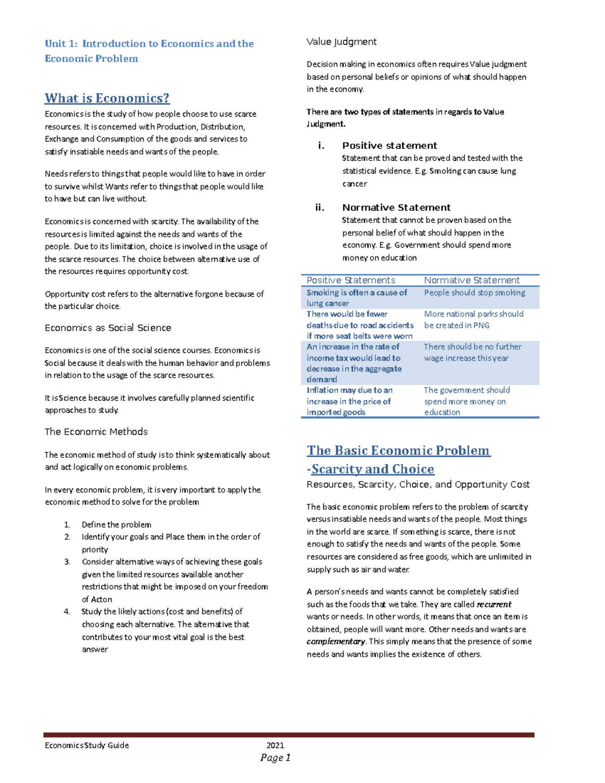 Grade 11 Economics Study Units: Understanding Key Concepts - Studocu