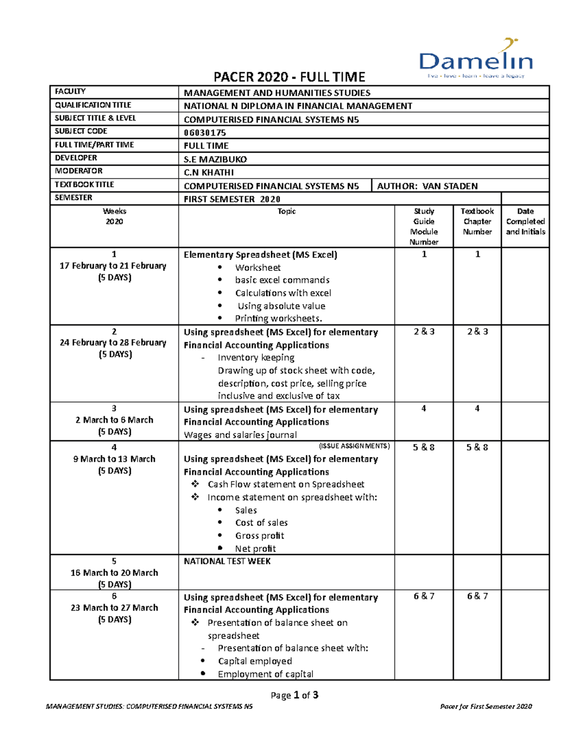 Management Studies: Comp Financial Systems N5 Study Guide S1 2020 - Studocu