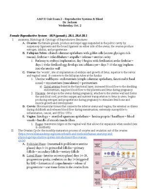 A&P II Exam 2 Study Guide - A&P II Unit Exam 2 – Reproductive Systems ...