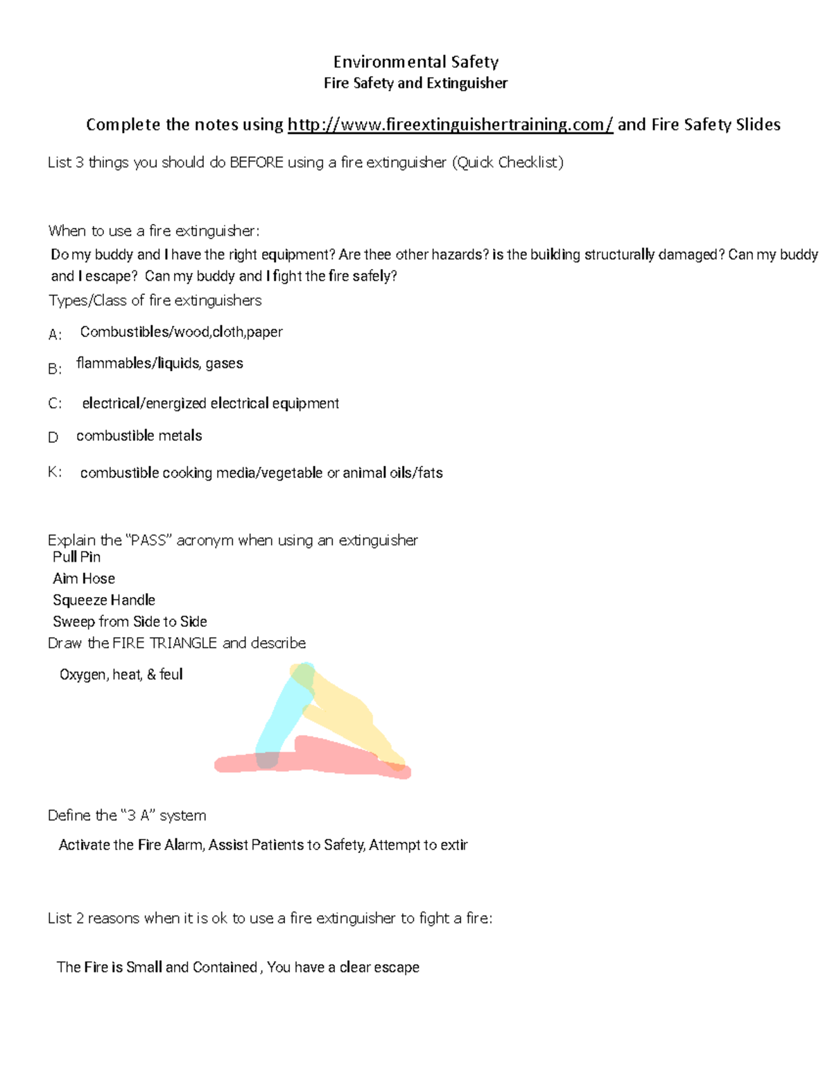 Fire Safety and Extinguisher Notes (ENV 101) - Studocu