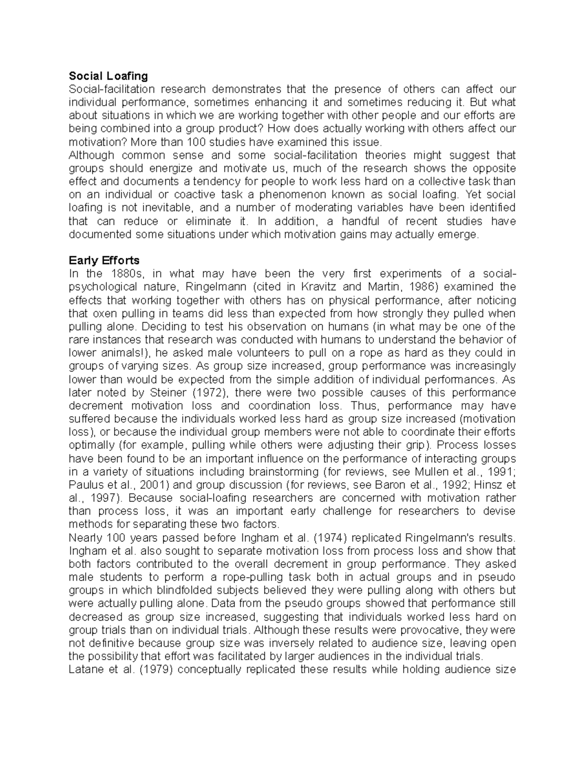 Social Loafing - Social Loafing Social-facilitation research ...