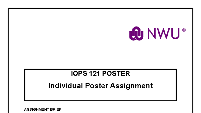 IOPS 121 Individual Poster Assignment: Study Unit 8 & 9 Overview - Studocu