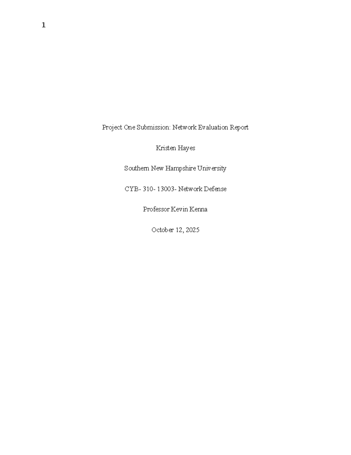 CYB 310 Project One: Network Evaluation & Security Enhancement Report ...