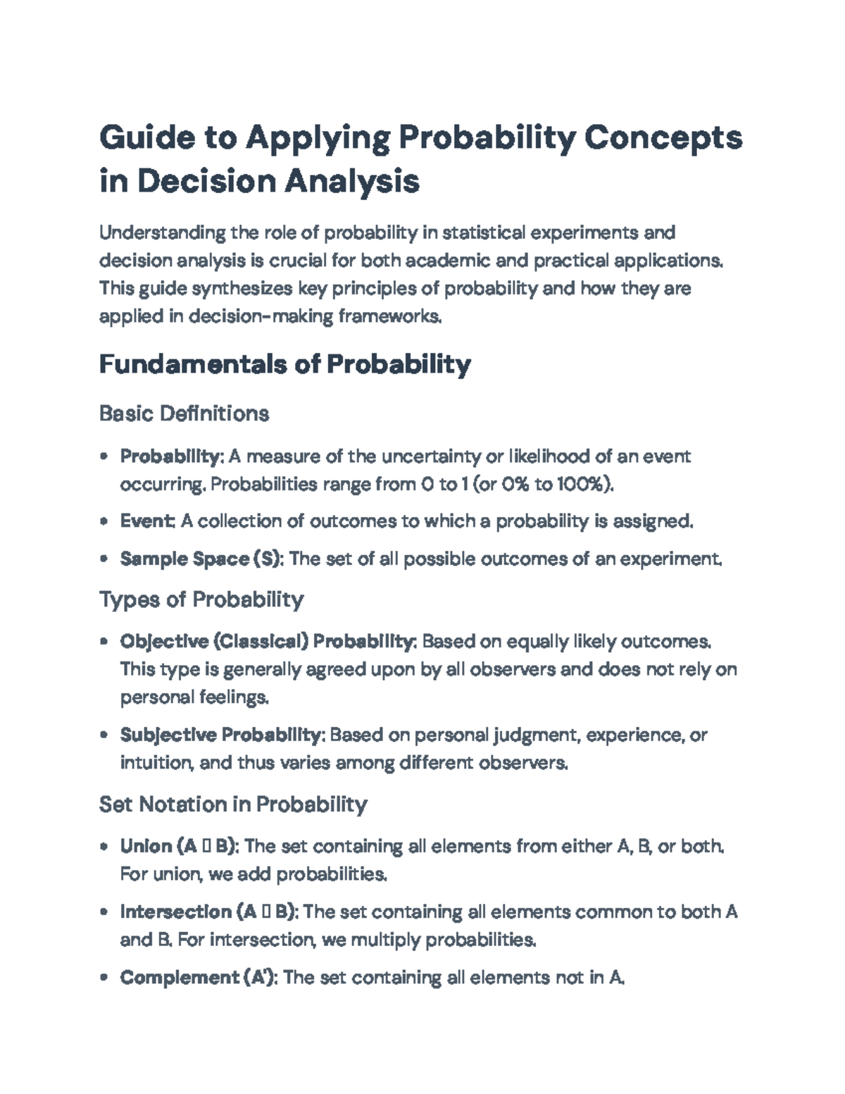 Guide to Probability Concepts in Decision Analysis (Course Code Included) - Guide to Applying ...