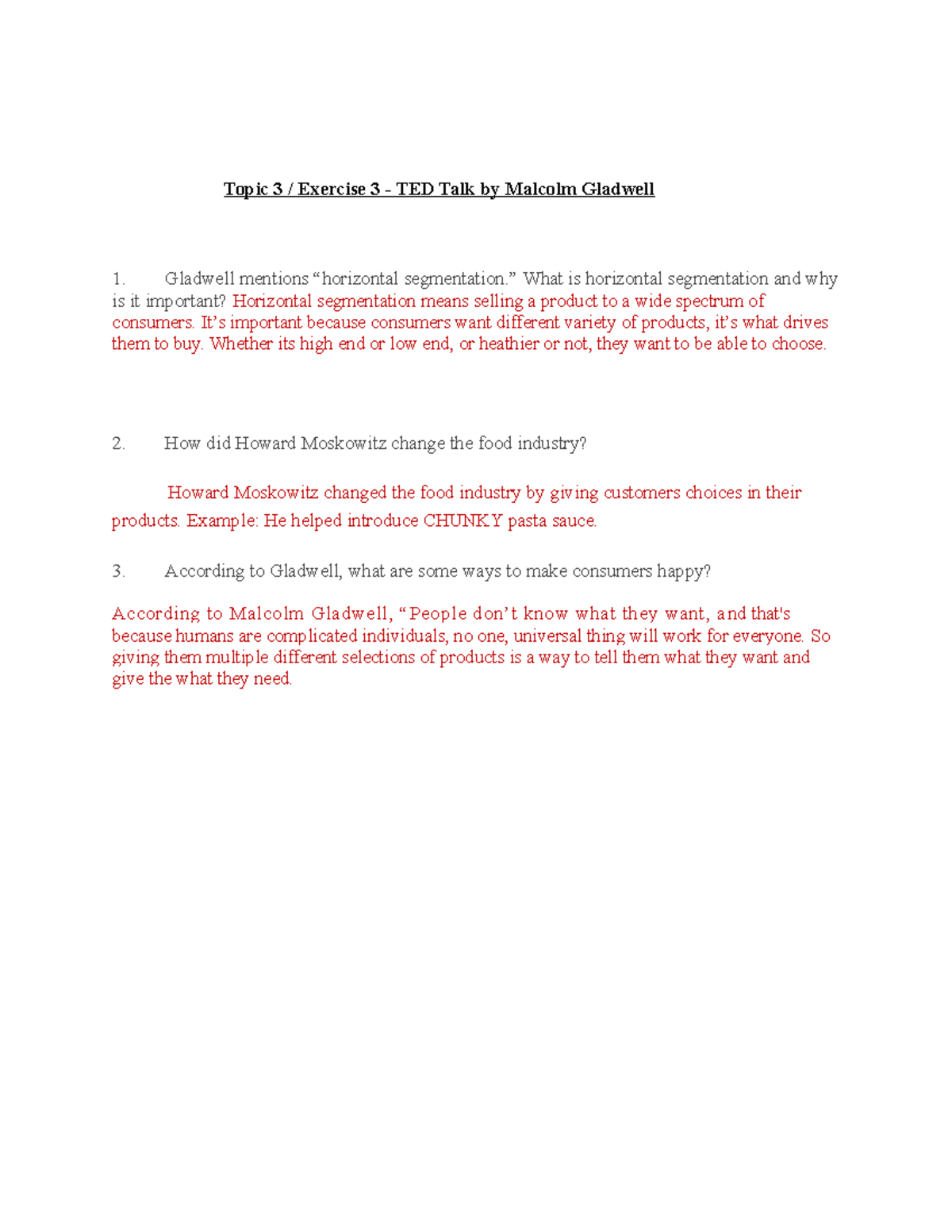 Topic 3 - Exercise 3 - Topic 3 / Exercise 3 - TED Talk by Malcolm ...