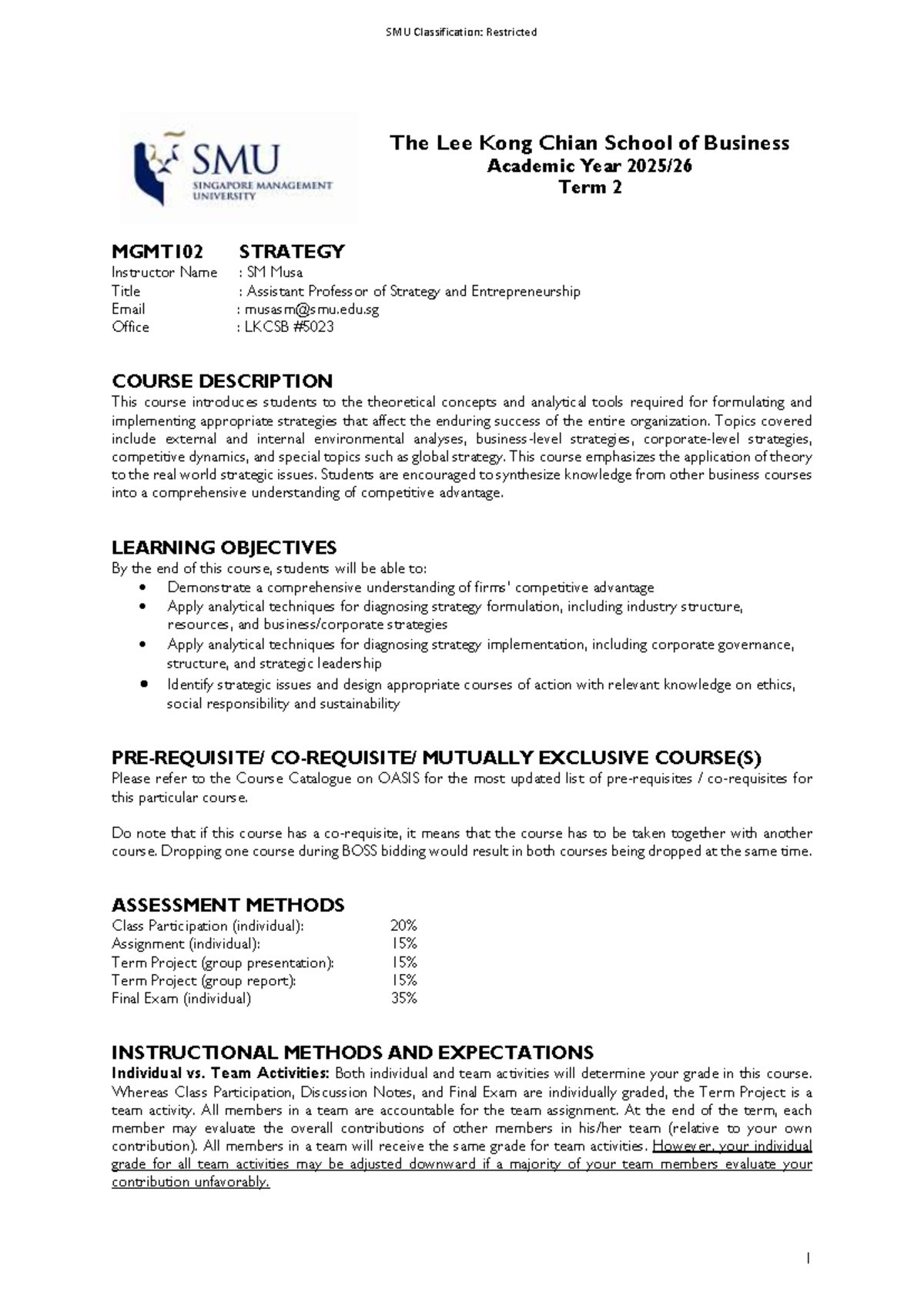MGMT102 Course Outline: Strategy Concepts & Applications - Studocu
