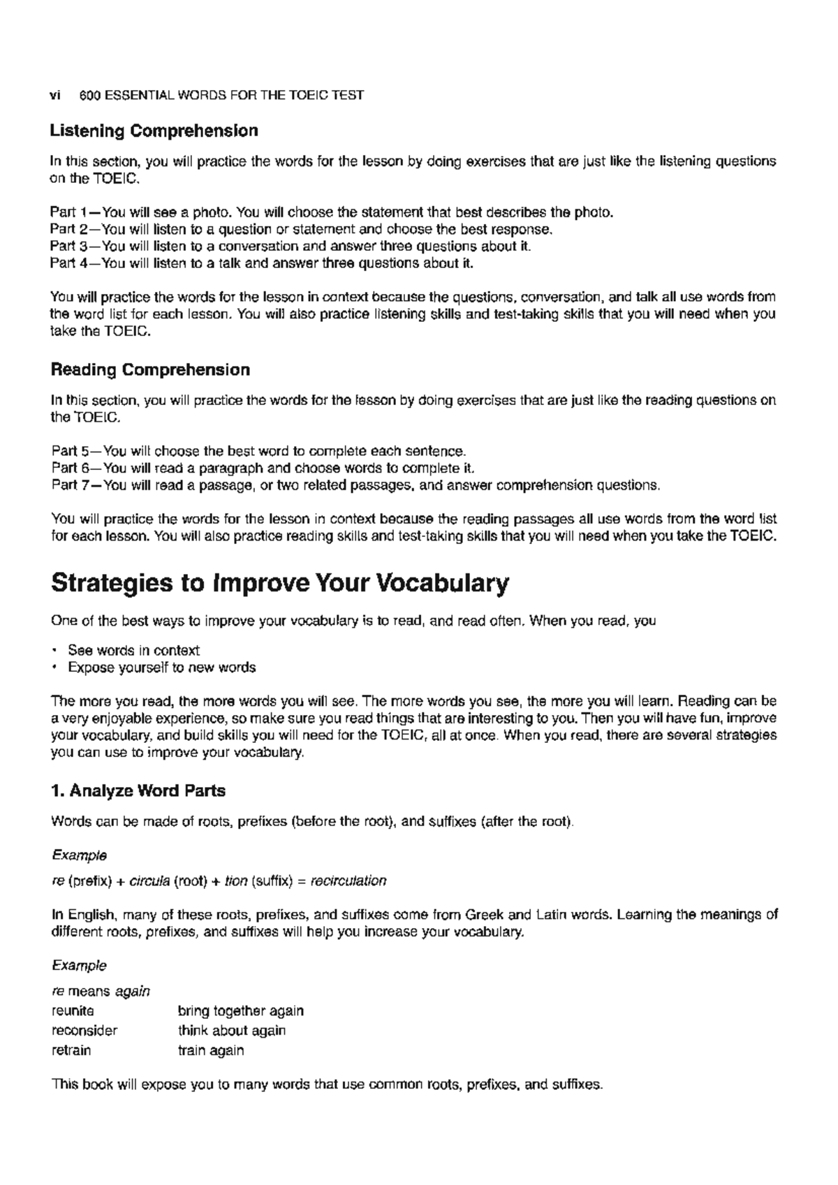 vi 600 TOEIC Test Vocabulary Strategies for Listening & Reading - Studocu
