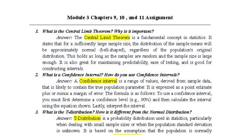 M3 C91011 - Central Limit Theorem & Confidence Intervals Explained ...