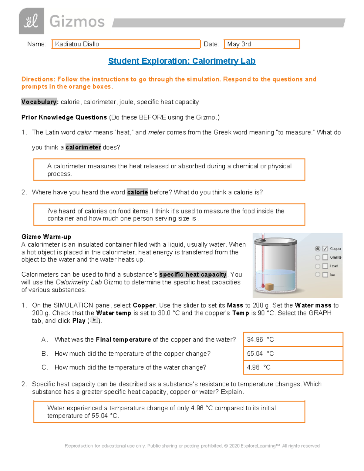 Calorimetry Lab Exploration: Understanding Heat Transfer and Capacity ...