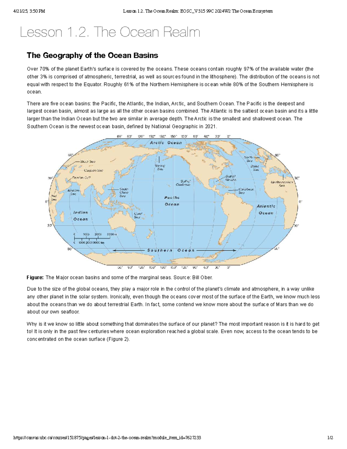 Lesson 1.2: The Ocean Realm - EOSC V 315 99C 2024W2 Overview - Studocu