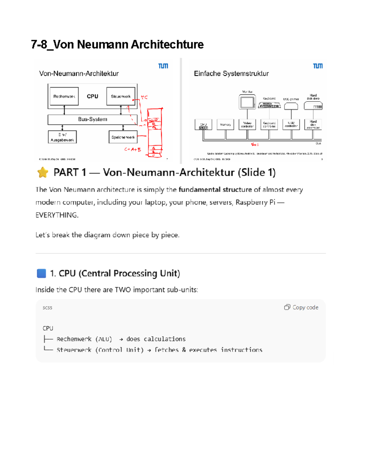7-8 Von Neumann Architecture: Understanding Memory and CPU Interaction - Studocu